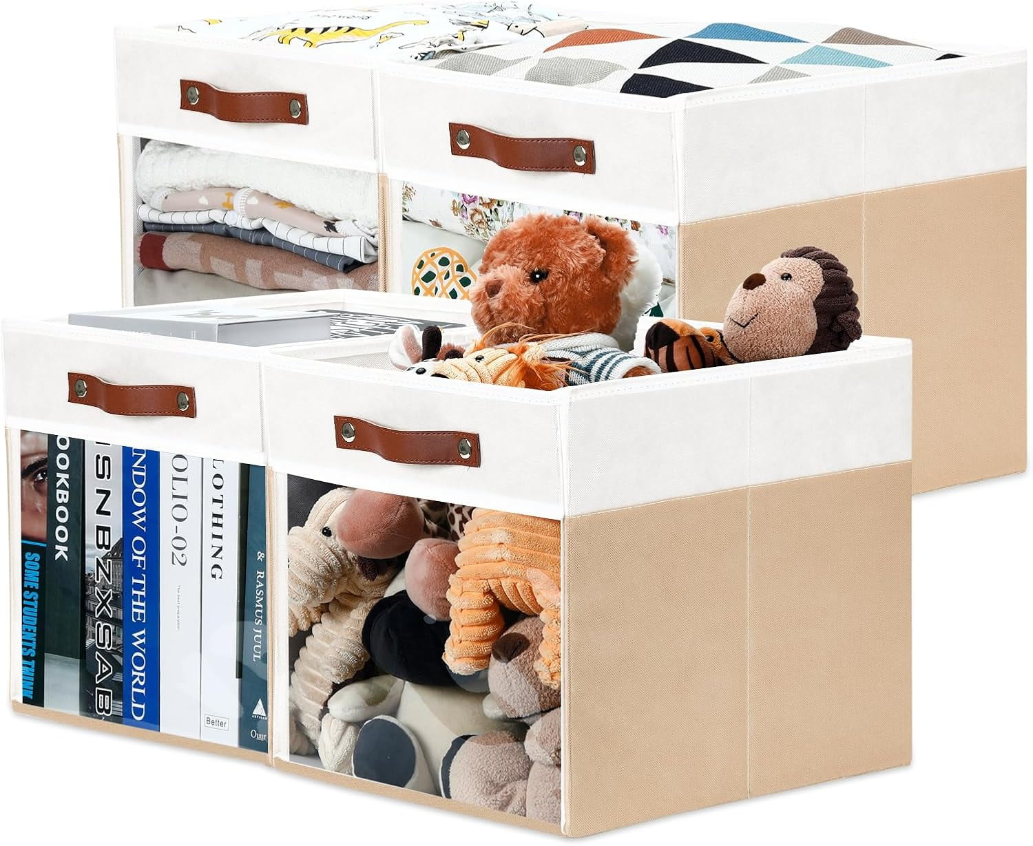 Fabirc Storage Cube Bins 13x13x15 Storage Cube Bins, 4 Pack Foldable ...