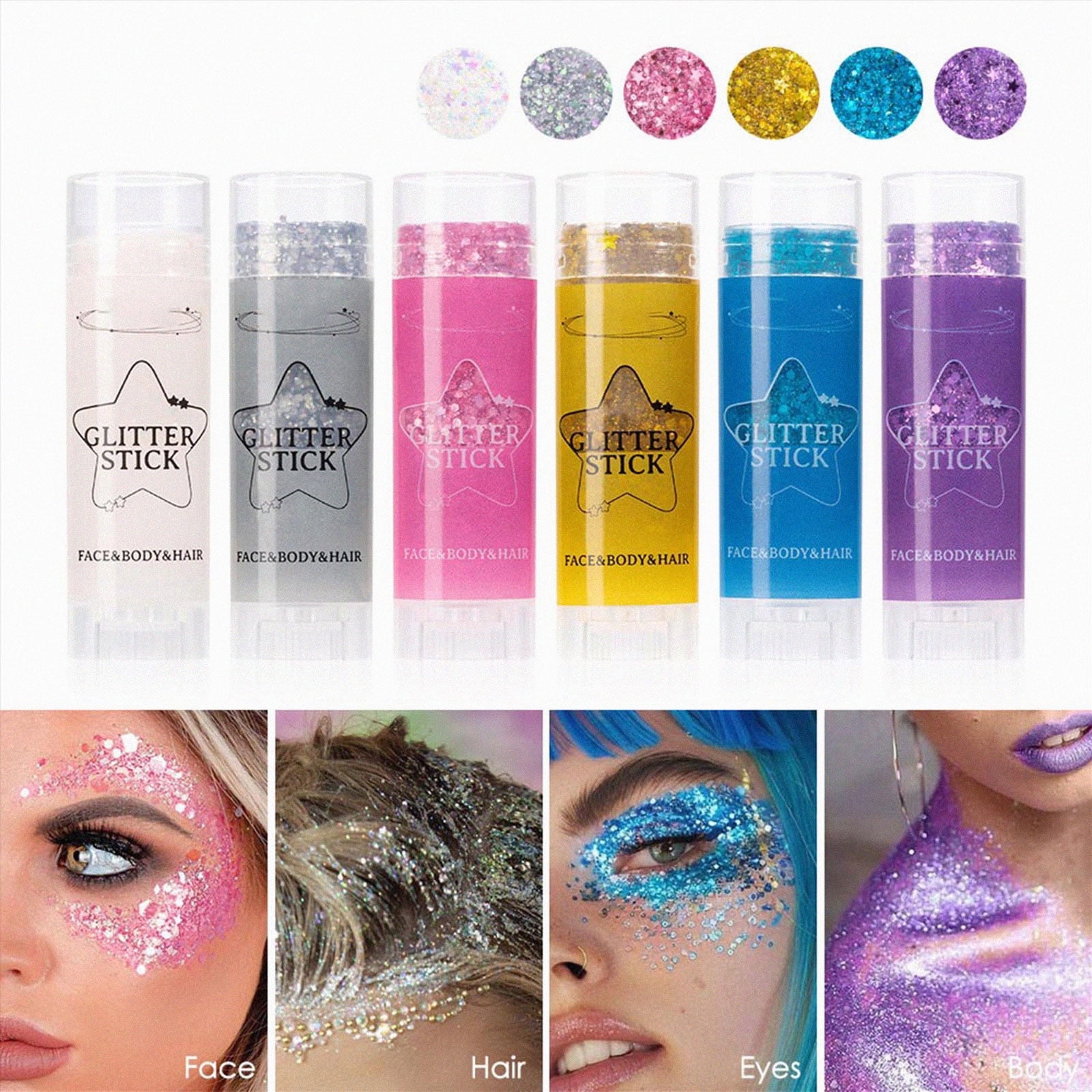 Fabiurt Body Glitter Stick,Face Hair Glitter Makeup,Sparkling Mermaid ...