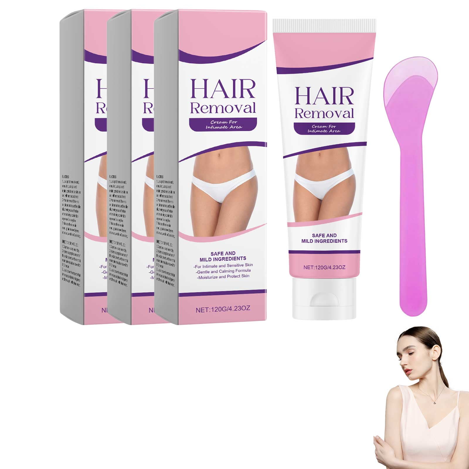 Fabiurt Hair Removal Cream with Spatula Applicator, Hair Removal Creams for Women & Men, Gentle ...