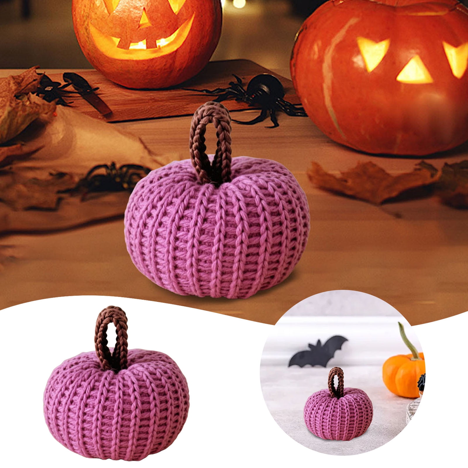 Fabiurt Mini Knit Pumpkins Set Of 12 Warm Pumpkin Colors For Bowl ...