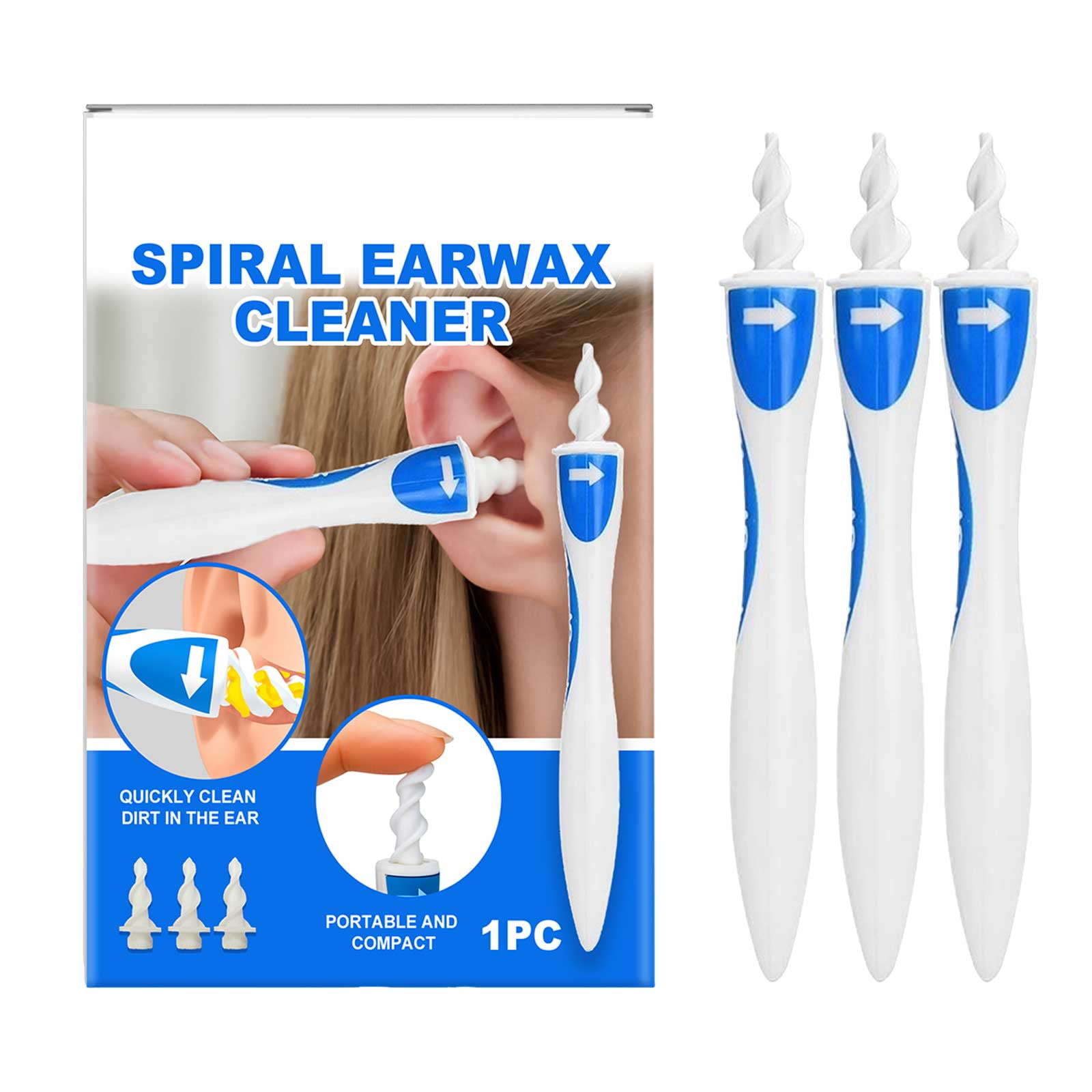 Fabiurt Spiral Ear Cleanser - Earwax Remover Tool - Replaceable Tips - Safe & Pain Free ...