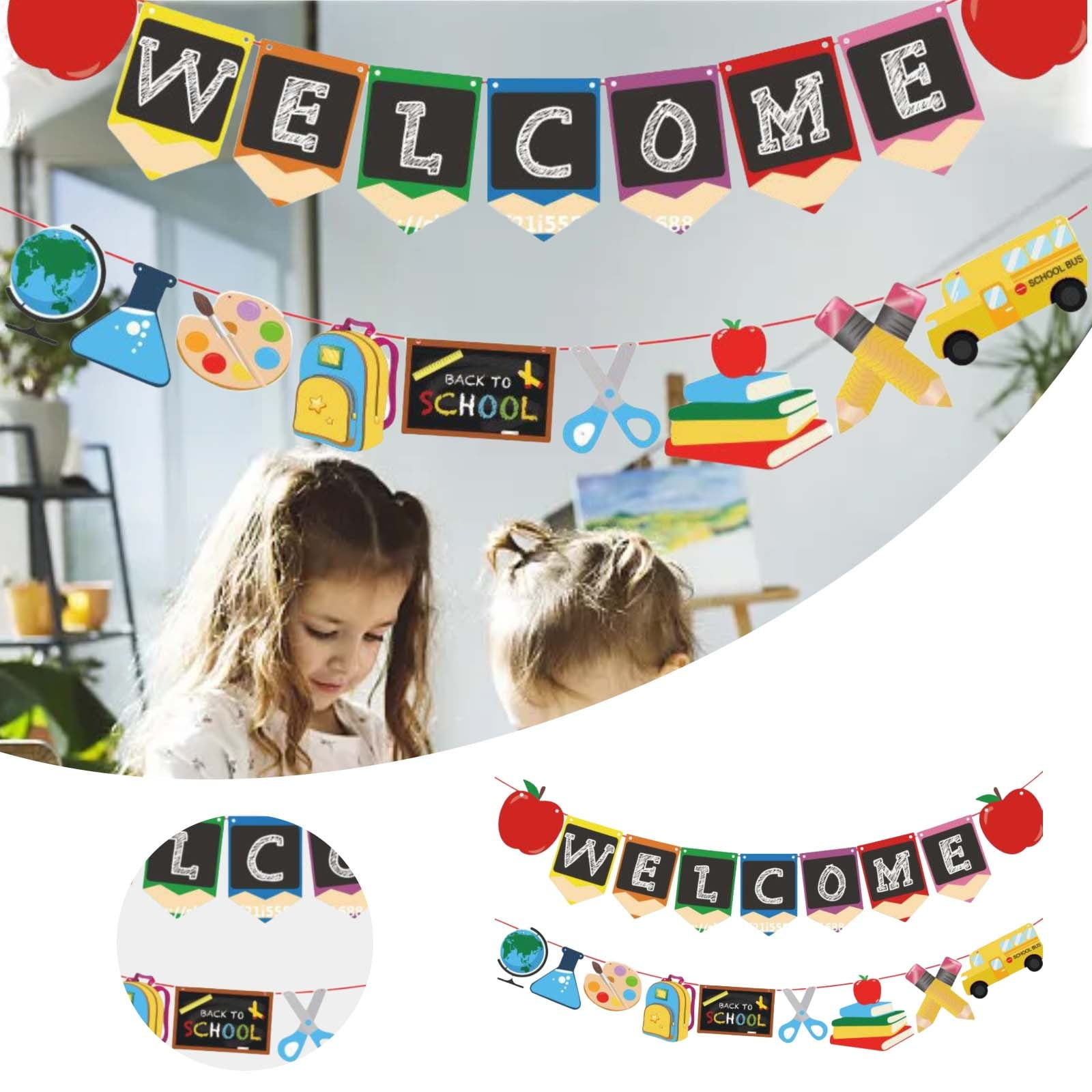 Fabiurt Welcome Banner First Day Of School Classroom Banner Back To ...