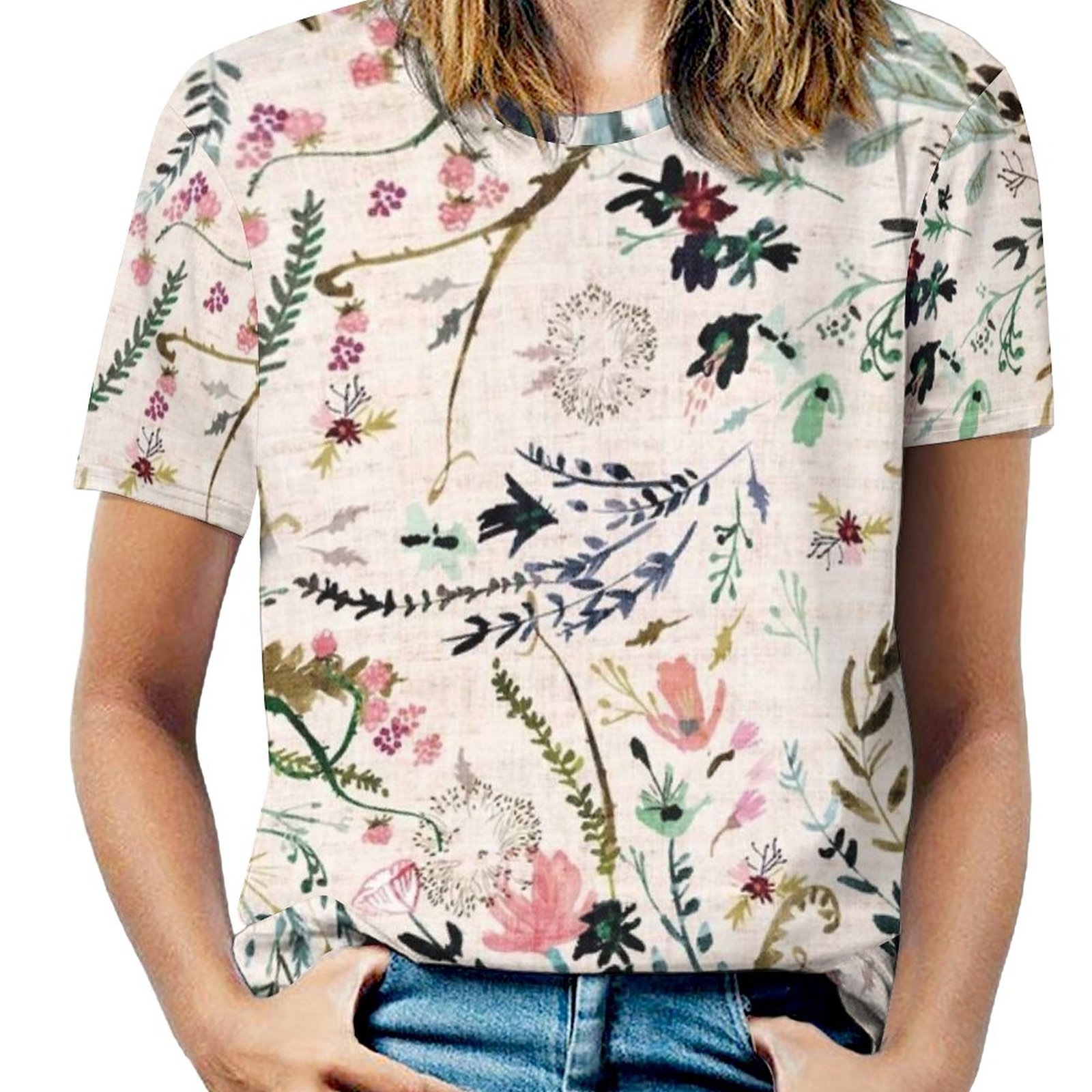 Fable Floral New Fashion Zip Off Shoulder Top Short-Sleeve Women Shirt ...