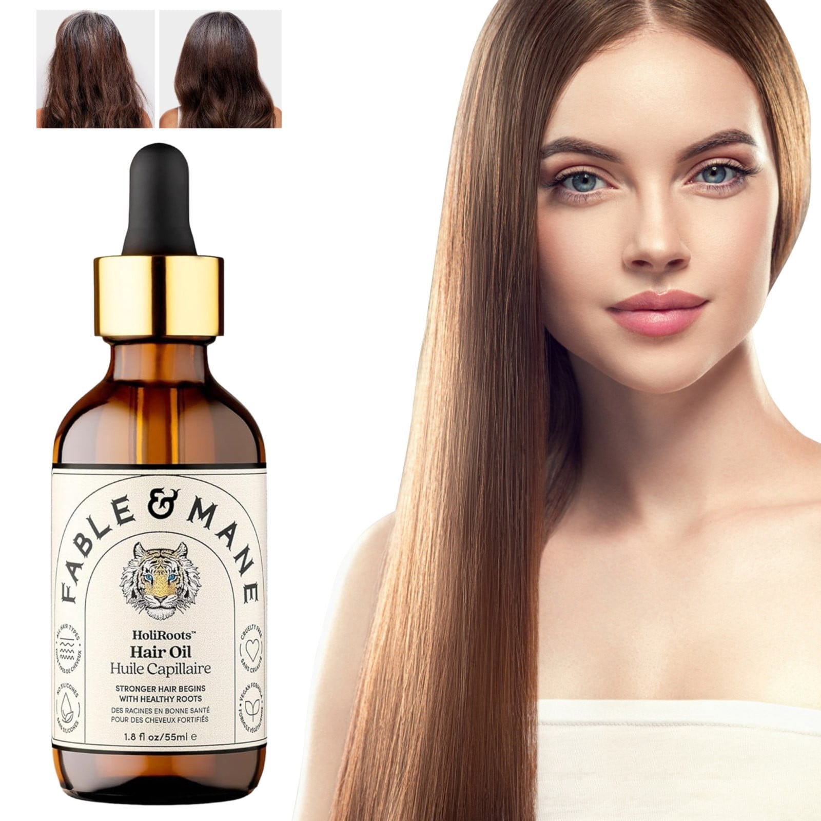 Fable and Mane Hair Oil,HoliRoots Strengthening Serum for Damaged ...