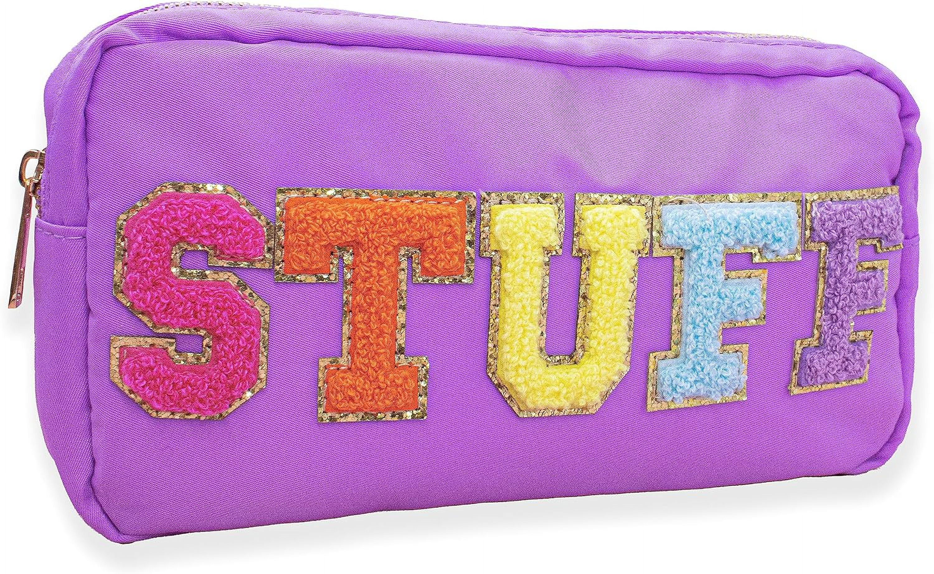 Fablinks Preppy Makeup Pouch, Chenille Varsity Letter Stuff Bag for ...
