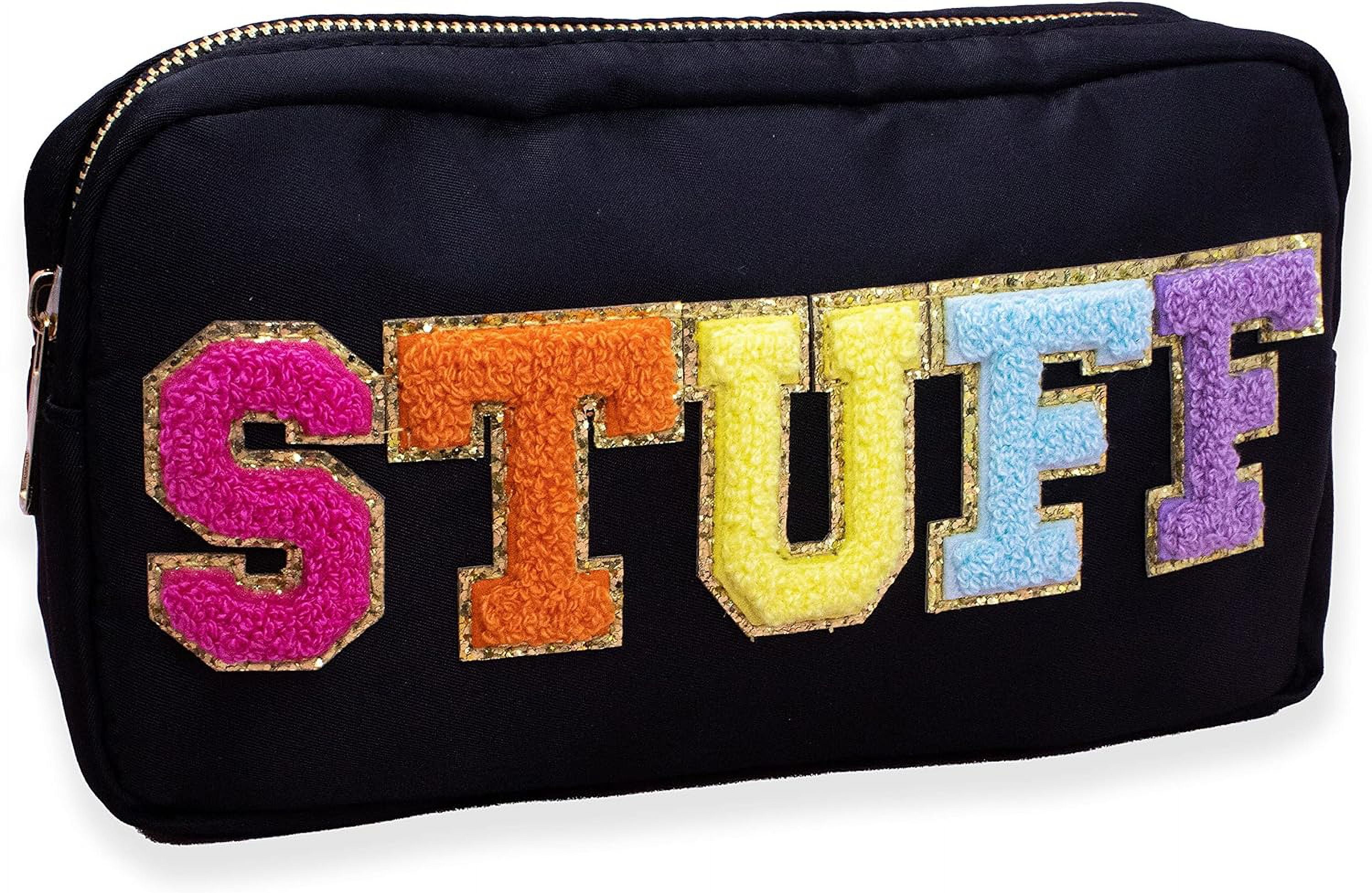 Fablinks Preppy Makeup Pouch, Chenille Varsity Letter Stuff Bag for ...