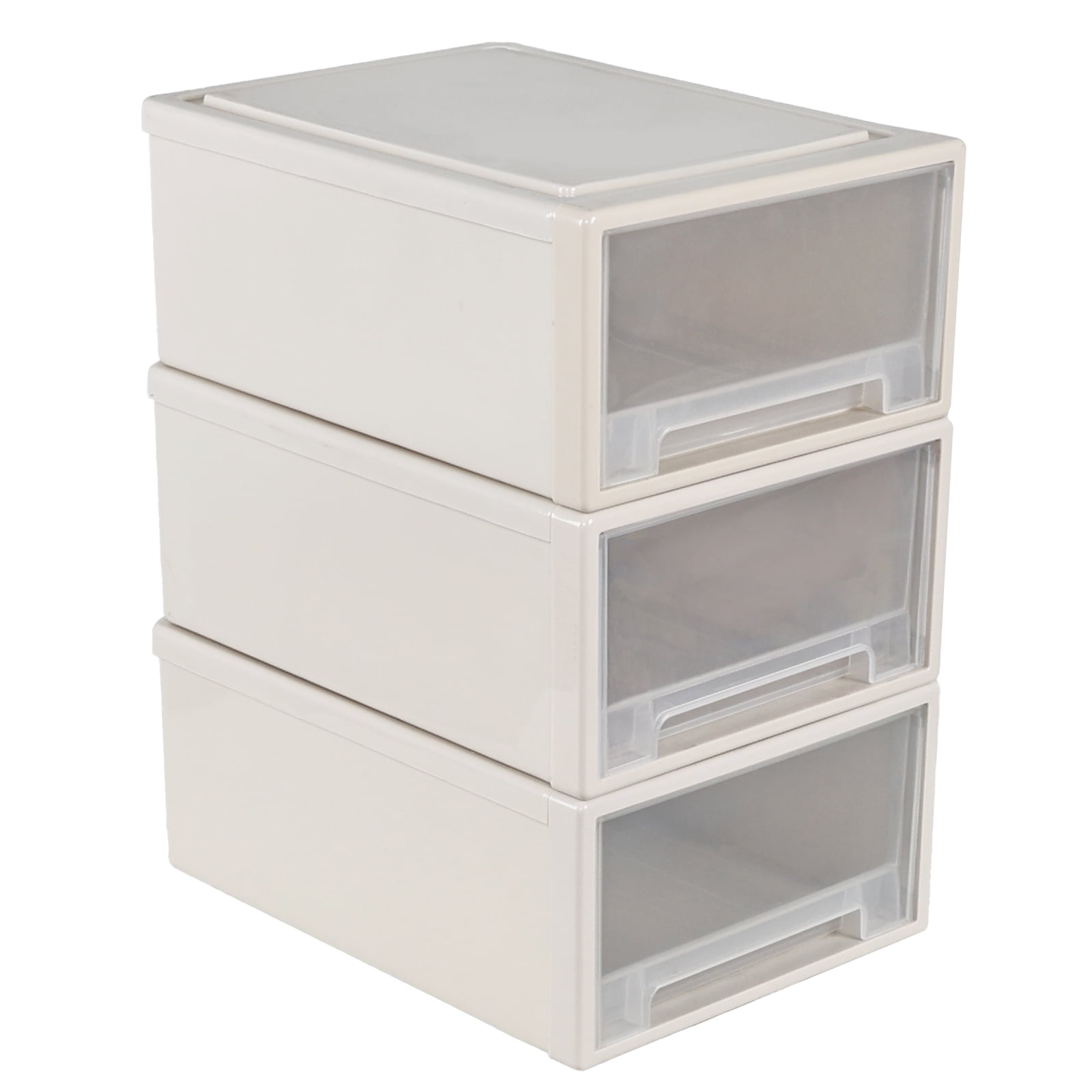 Fabnati 18 Qt Stacking Storage Drawers, 3 Pack Plastic Desktop Drawers ...