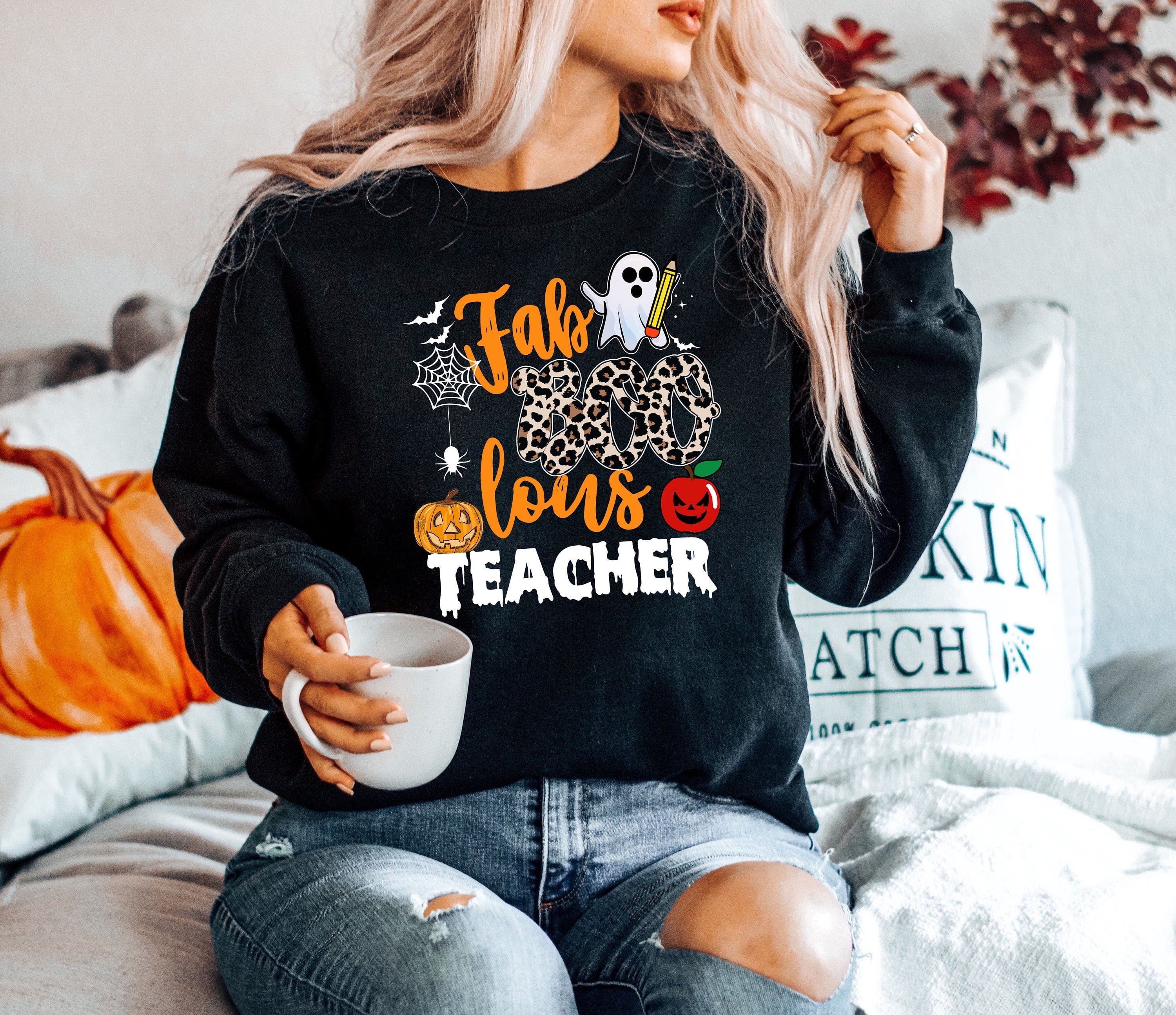 Faboolous Fabulous Boo Teacher Shirt, Cute Ghost Shirt, Funny Halloween ...