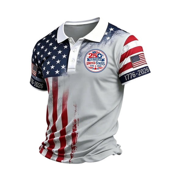Fabrcox 1776-2026 250th Anniversary USA Men's Polo Shirts Flag Print ...