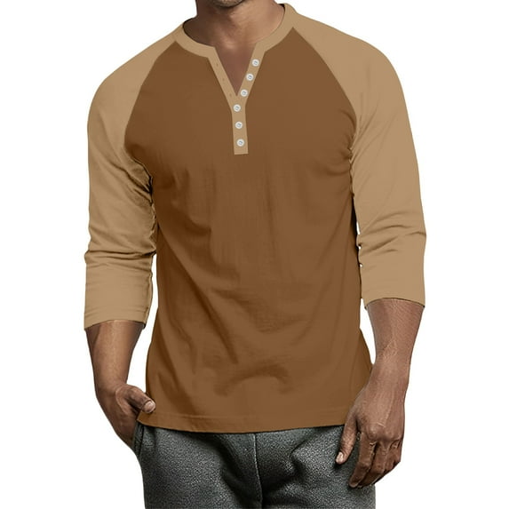 Fabrcox 3/4 Sleeve Shirts for Men Raglan Henley Shirt Men Gym Athletic ...