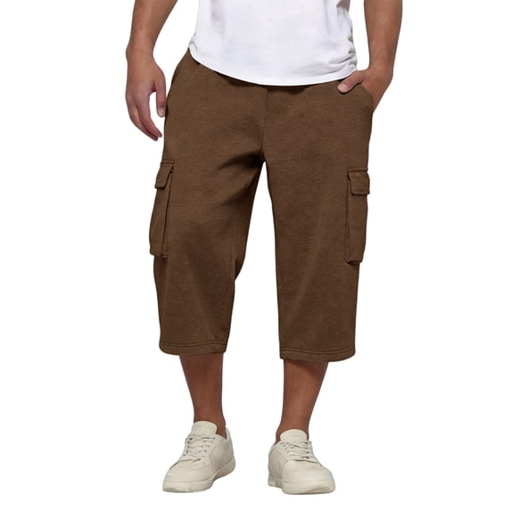 Fabrcox Capri Pants Men Elastic Waist Baggy Cargo Pants for Men Summer ...