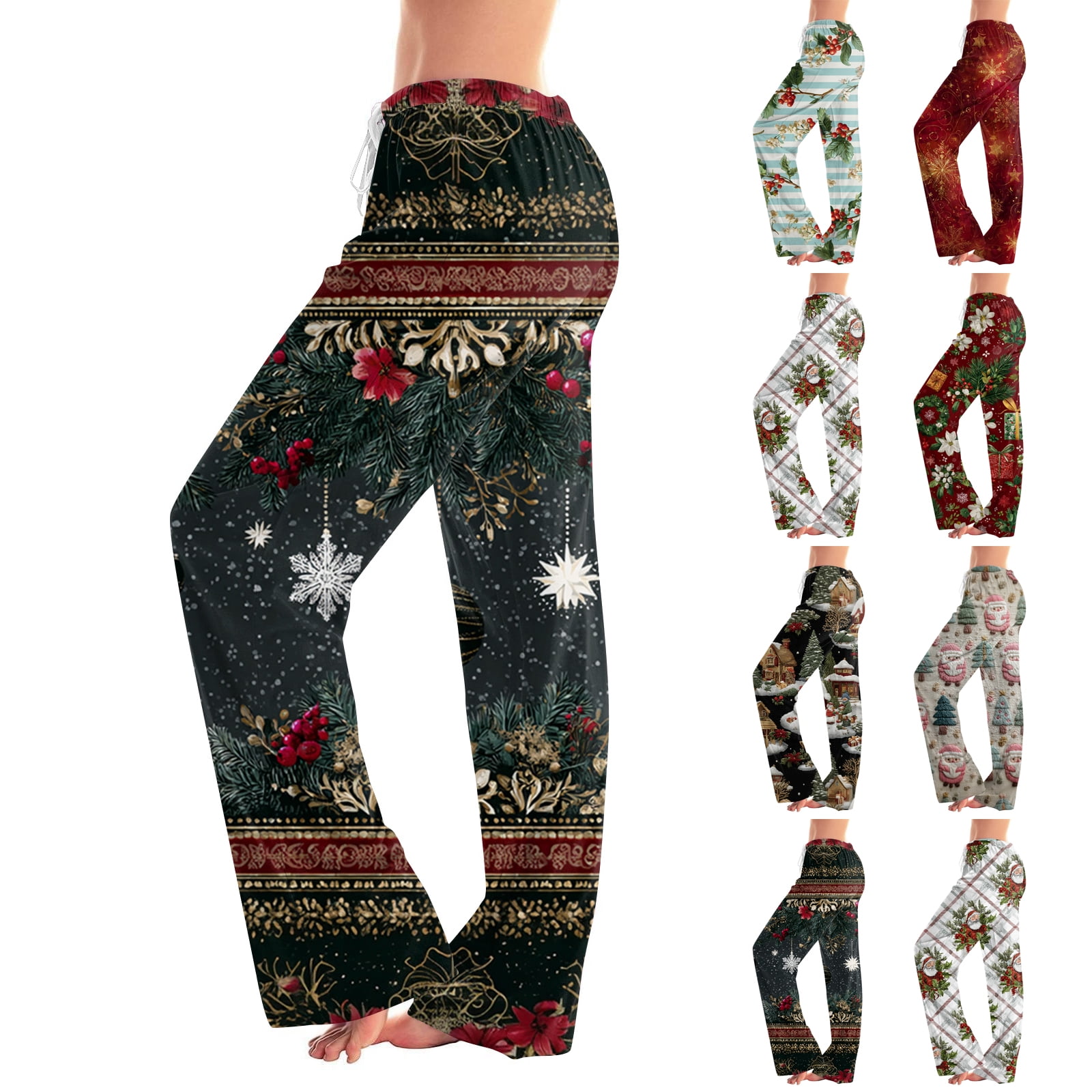 Fabrcox Christmas Casual Baggy Loose Pj Pants Women Loose Fit Christmas ...
