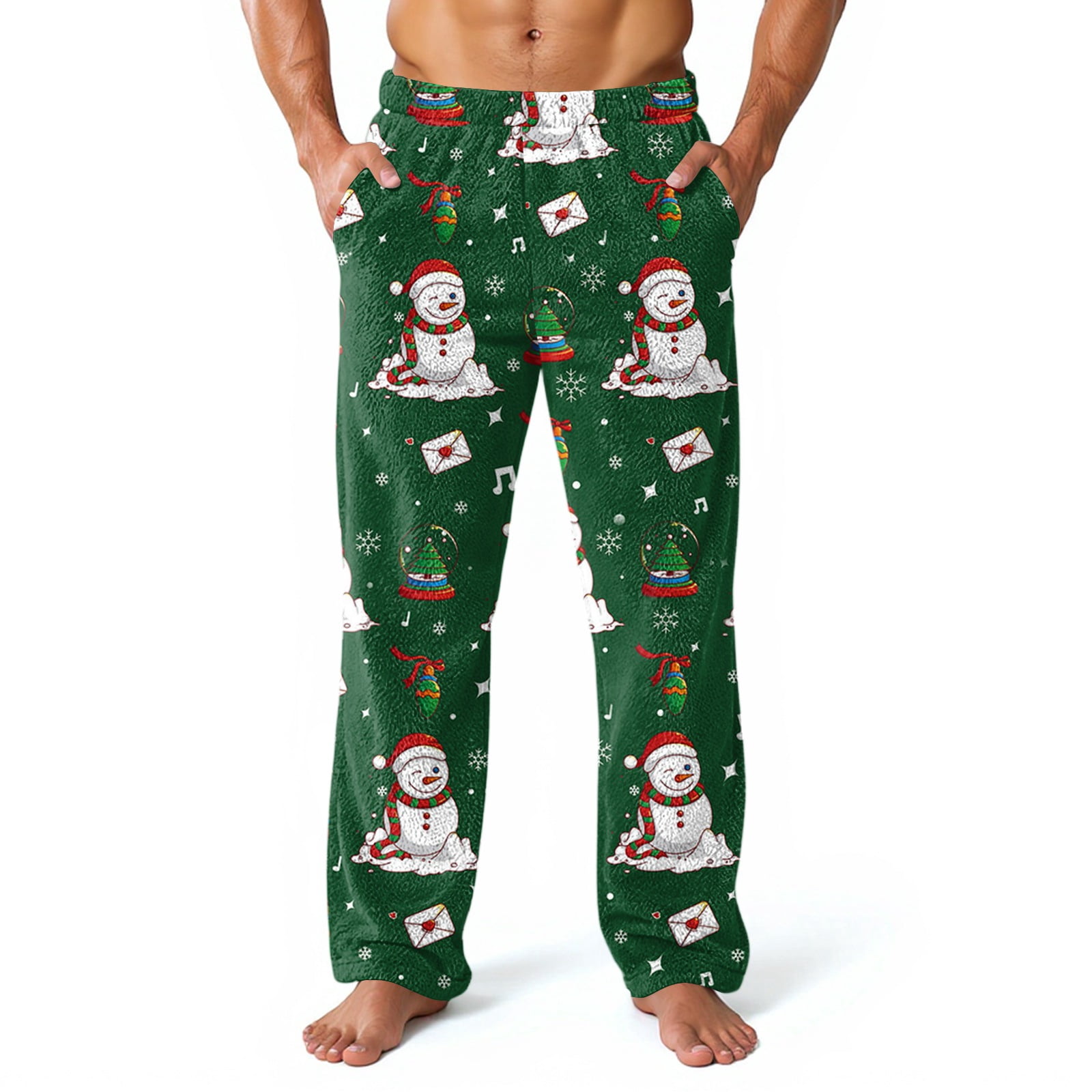 Fabrcox Christmas Flannel Pj Pants for Men Big and Tall Winter Warm ...
