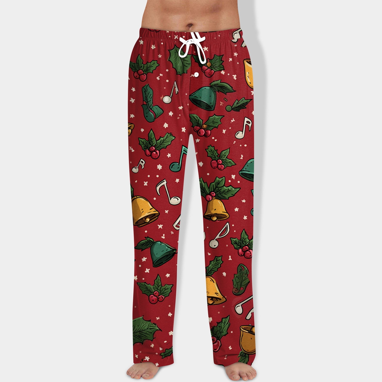 Fabrcox Christmas Loose Fit Pajama Pants for Men Wide Leg Baggy Elastic ...