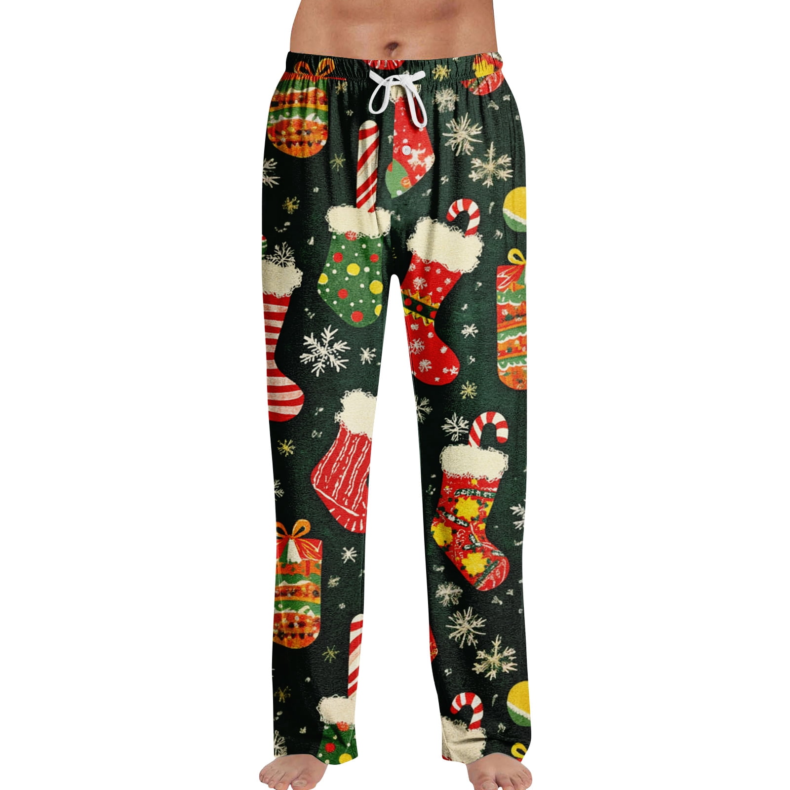 Fabrcox Christmas Pj Bottoms for Men Elastic Waist Drawstring Pj Pants ...