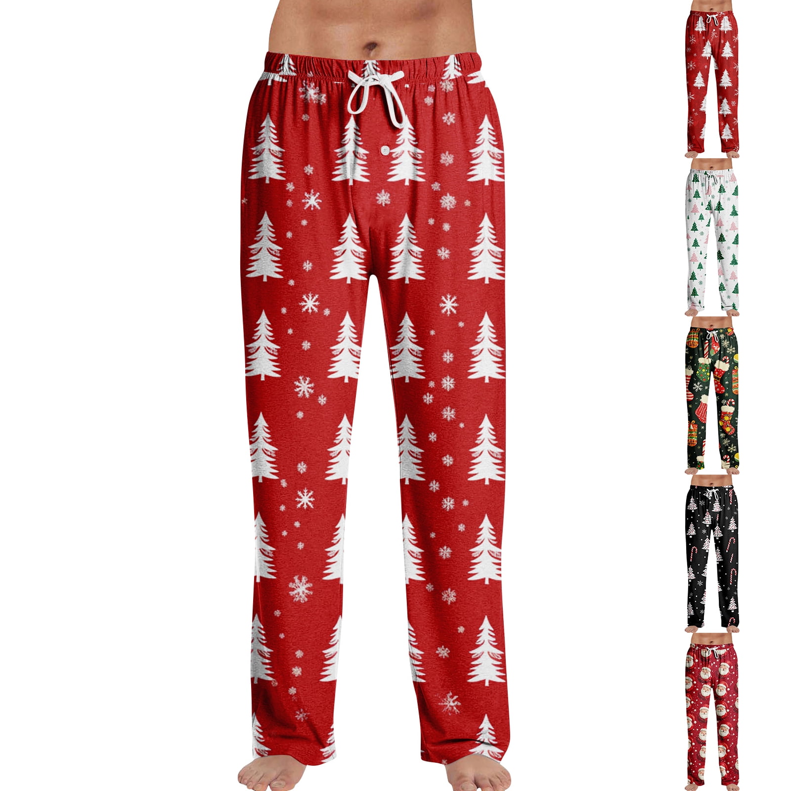 Fabrcox Christmas Pj Bottoms for Men Elastic Waist Drawstring Pj Pants ...