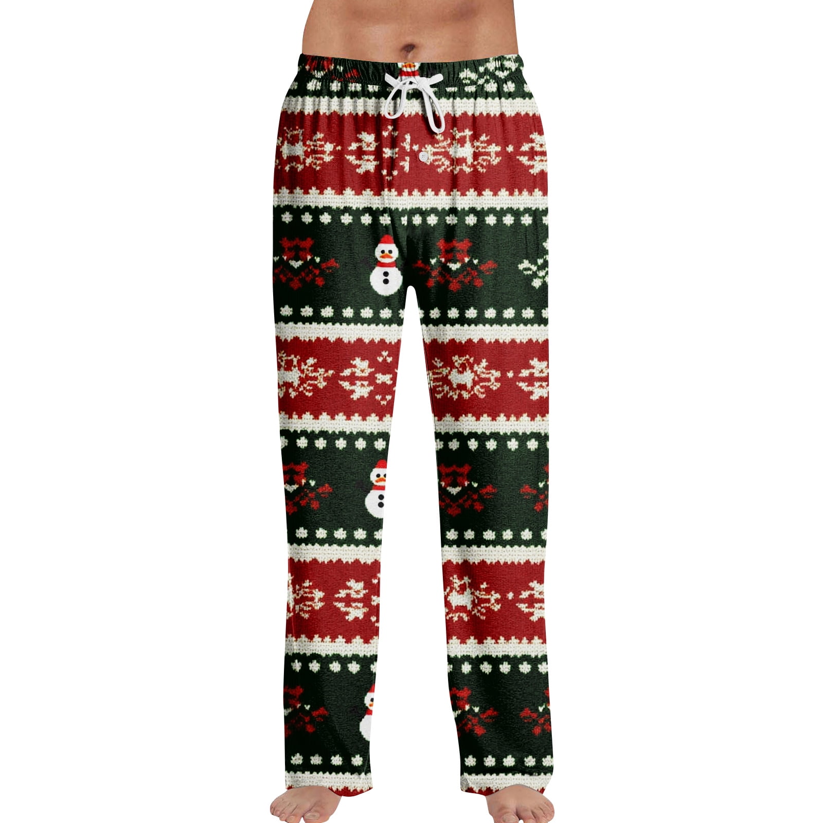Fabrcox Christmas Snowman Printed Pajama Pants for Men Fall Elastic ...
