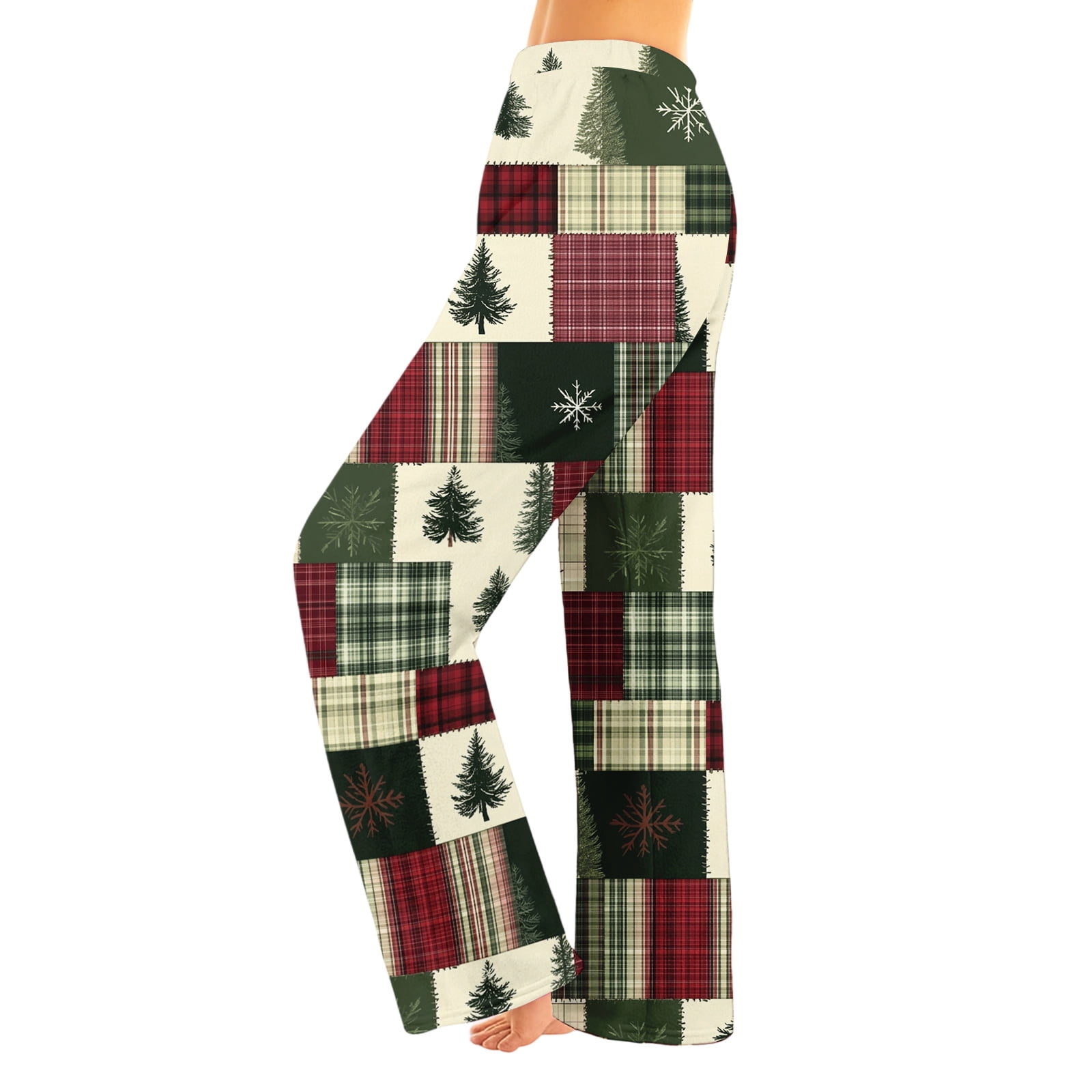Fabrcox Christmas Womens Flannel Pajama Pants Christmas Tree Printed ...