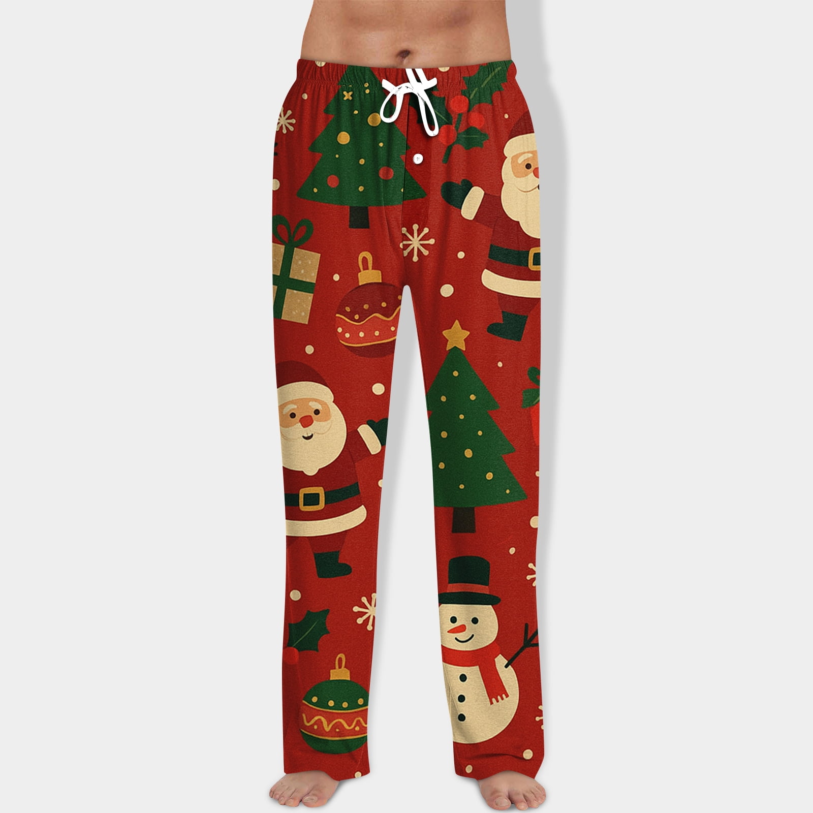 Fabrcox Christmas Xmas Santa Claus Printed Men's Casual Pajama Pants ...