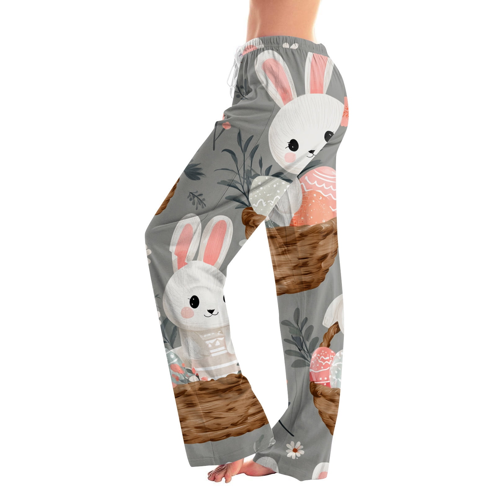 Fabrcox Easter Pajama Pants Women Cute Pattern Drawstring Wide Leg ...