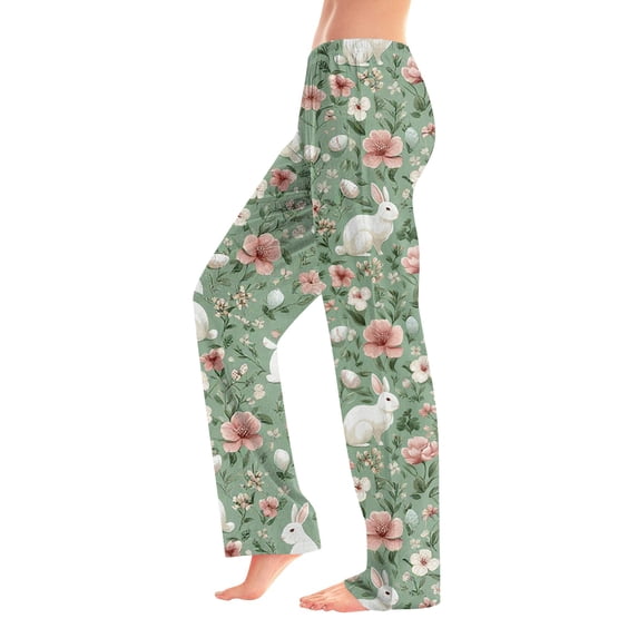Fabrcox Easter Pajama Pants Women Soft Bunny Print Wide Leg Women's ...