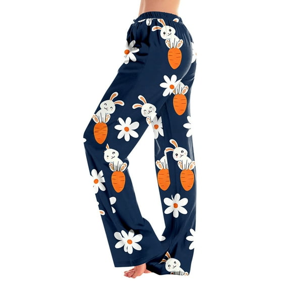 Fabrcox Easter Women Pajamas Pants Rabbit Egg Straight Leg Sleep Pants ...