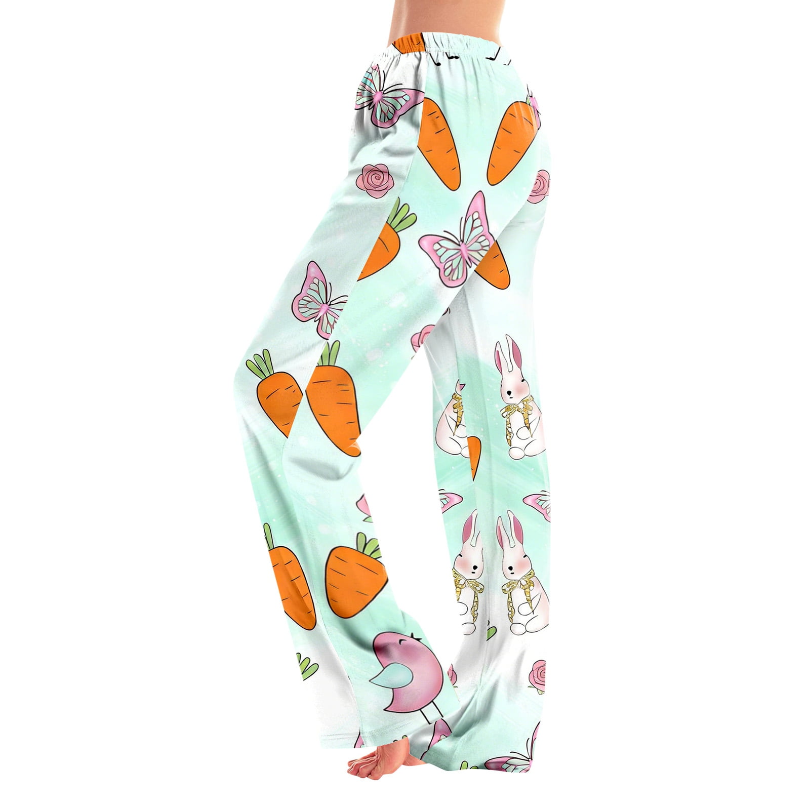 Fabrcox Easter Women's Pajama Pants Rabbit Egg Straight Leg Sleep Pants ...