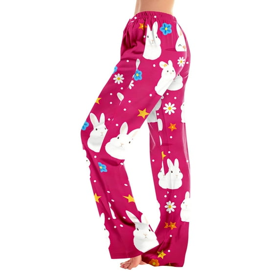 Fabrcox Easter Womens Pajamas Pants Rabbit Egg Straight Leg Women's ...