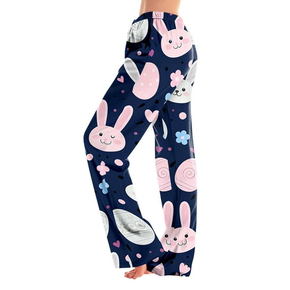 Fabrcox Easter Womens Pj Pants Egg Bunny Straight Leg Women's Sleep ...