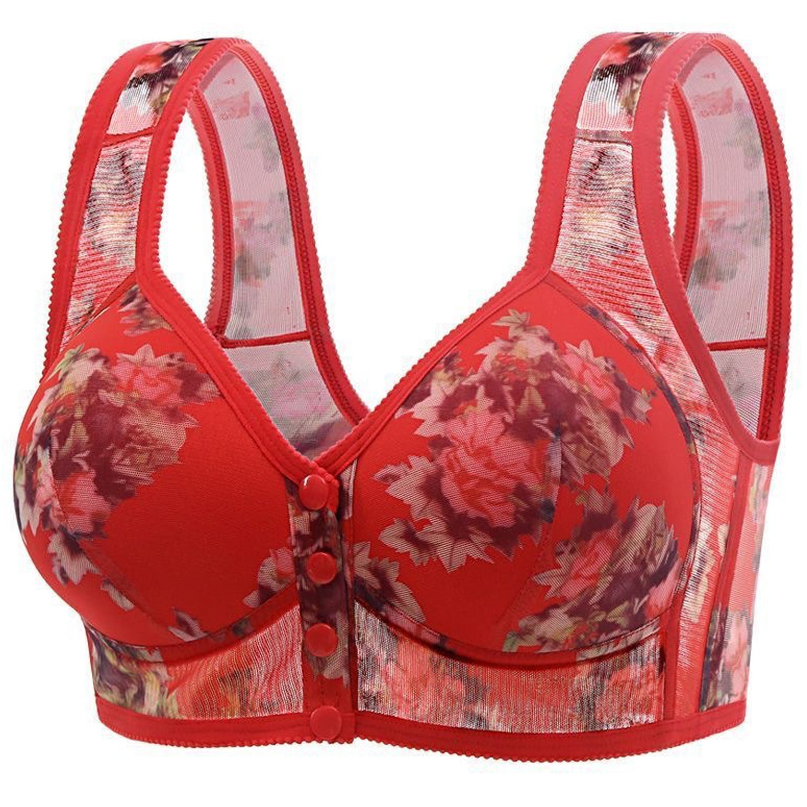 Fabrcox Floral Bras for Women No Underwire Push Up Bra Plus Size Front ...