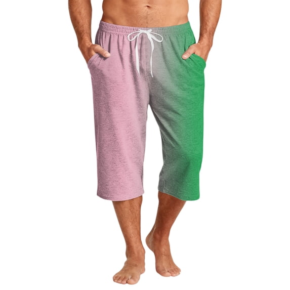 Fabrcox Gradient Mens 3/4 Pants Baggy Color Block Drawstring Mens Beach ...
