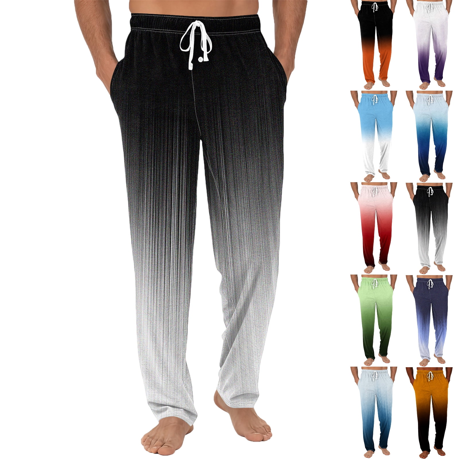 Fabrcox Gradient Tie-Dye Man Pajama Pants Oversized Elastic Waist ...