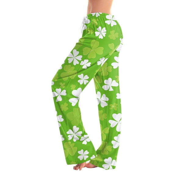 Fabrcox Green Pajamas Pants for Women St. Patrick's Day Wide Leg Womens ...