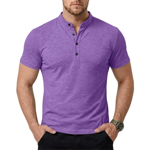 Fabrcox Henley Shirts for Men Lightweight Short Sleeve Slim Fit Mens T ...