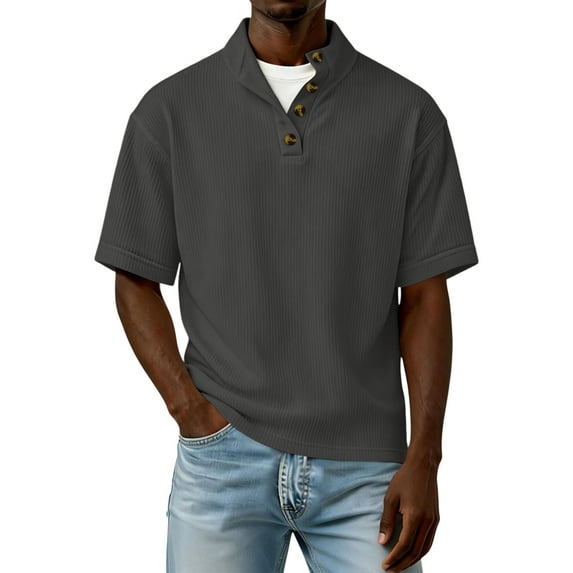 Fabrcox Henley Shirts for Men Short Sleeve Breathable Lightweight Men T ...