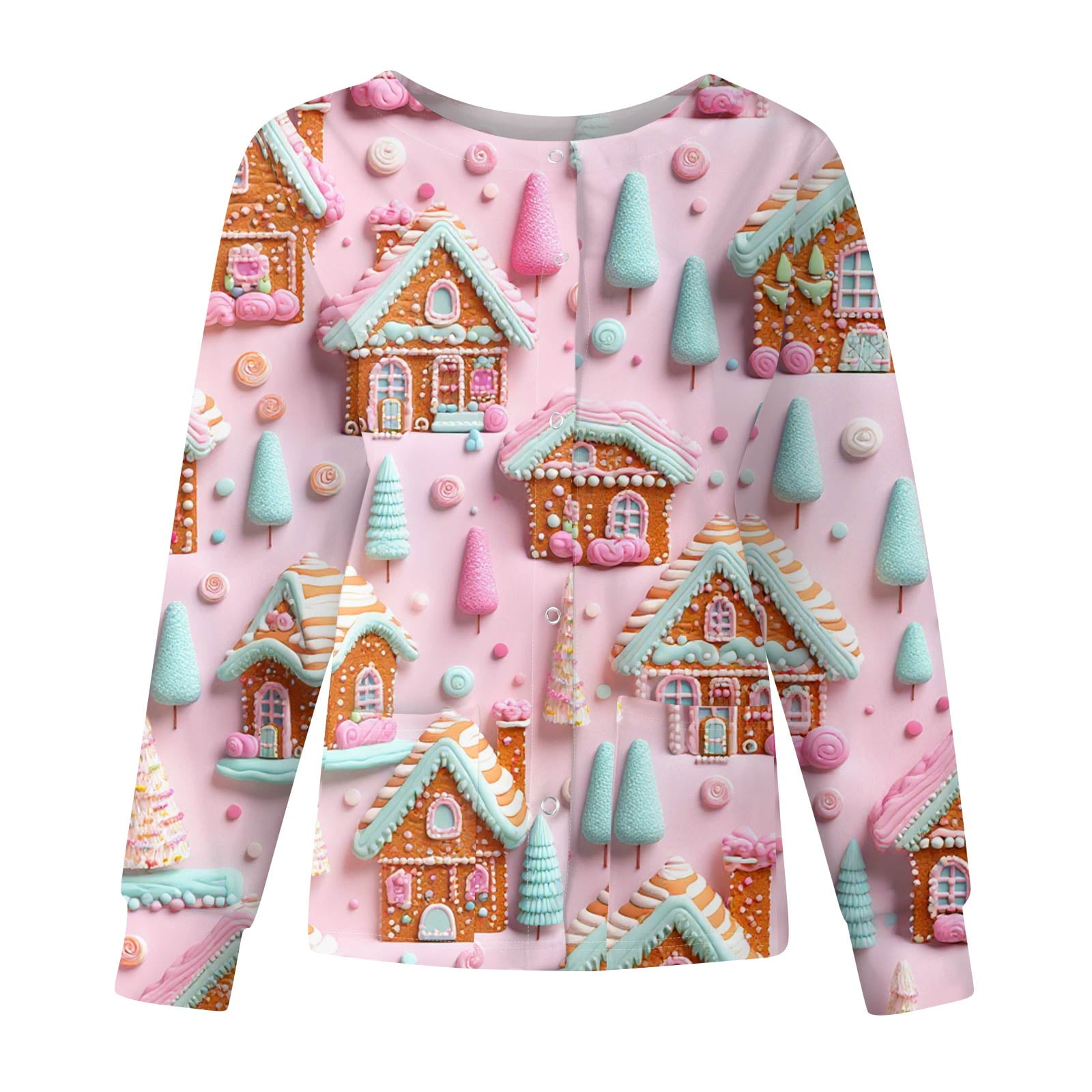 Fabrcox Long Sleeve Graphic Christmas Scrub Jackets for Women Animals ...