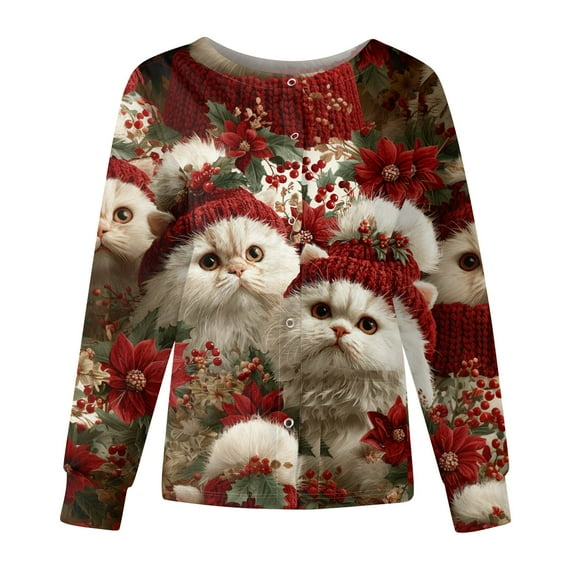 Fabrcox Long Sleeve Graphic Christmas Scrub Jackets for Women Santa ...