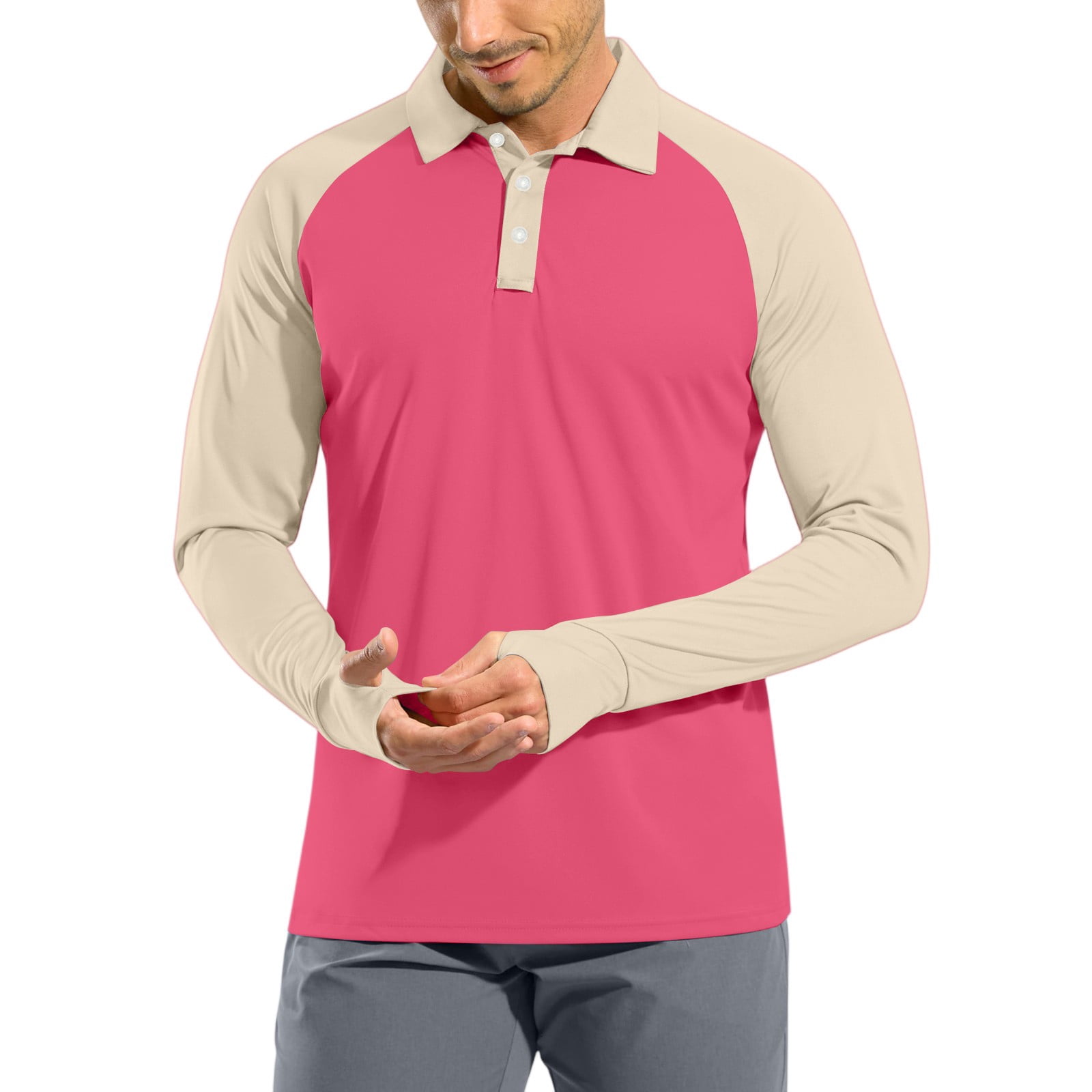 Fabrcox Long Sleeve Rash Guard for Men Upf 50+ Ice Silk Raglan Turn ...