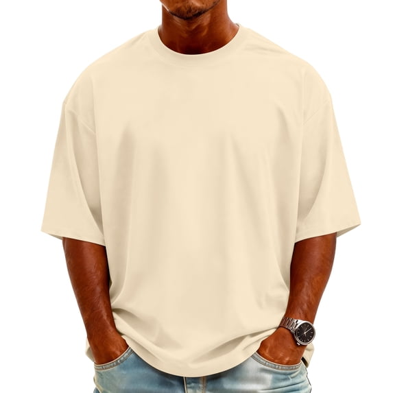 Fabrcox Man Shirt Loose Lightweight Short Sleeve Crew Neck Men T Shirts ...