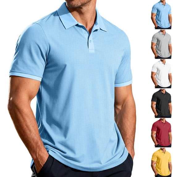 Fabrcox Men’s Polo Shirts Short Sleeve Waffle Knit T Shirt Men ...