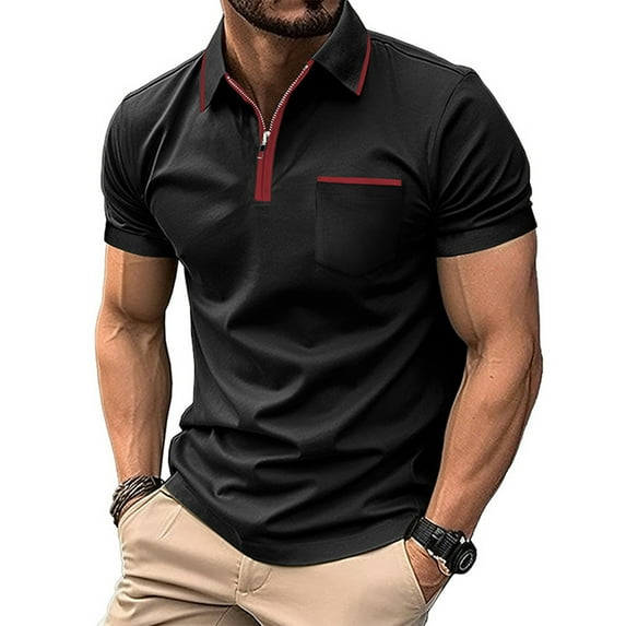 Fabrcox Men's Quarter Zip Short Sleeve Fitted Tshirts for Men ...