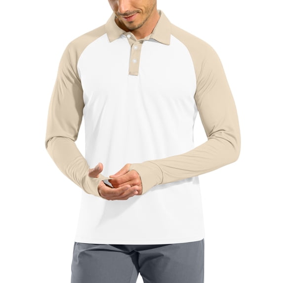 Fabrcox Men's Rash Guard Long Sleeve Upf 50+ Ice Silk Raglan Collared ...