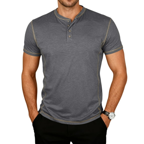 Fabrcox Mens Henley T Shirt Lightweight Short Sleeve Breathable Men T ...