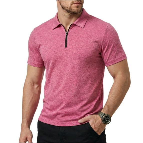Fabrcox Mens Quarter Zip Pullover Short Sleeve Fitted Men T Shirt ...
