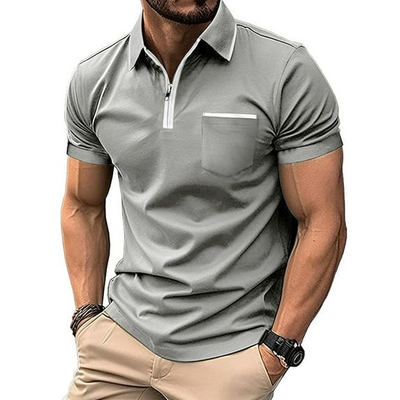 Fabrcox Mens Quarter Zip Short Sleeve Fitted T Shirt Men Hiking Gym ...
