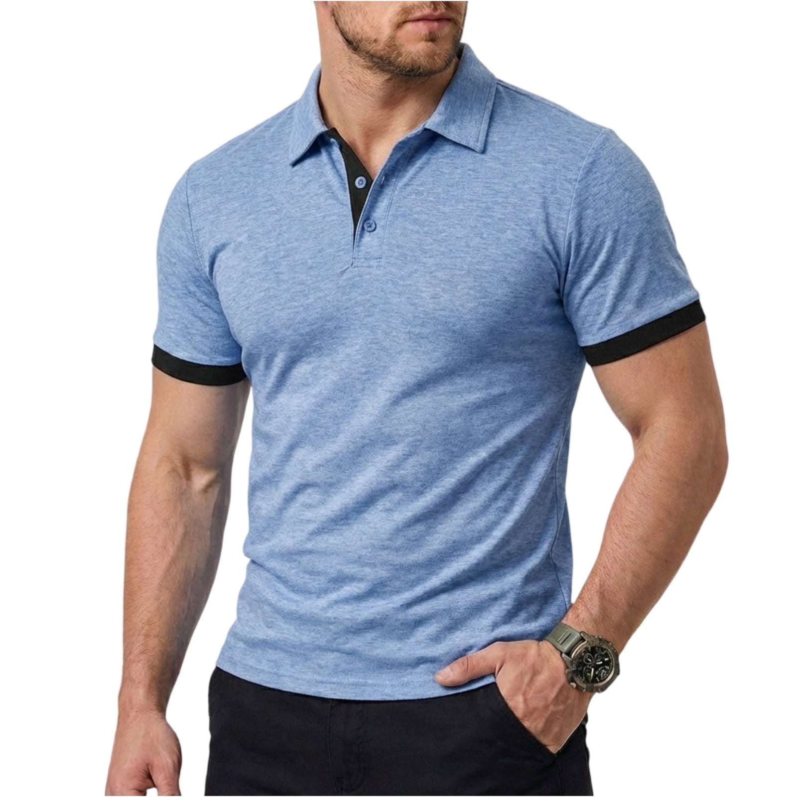 Fabrcox Mens Short Sleeve Polo Shirts Collared Henley V Neck T Shirt ...