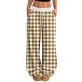 Fabrcox Plaid Wide Leg Pants Woman Color Block Baggy Women Lounge Pants ...