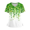 Fabrcox Plus Size Saint Patrick's Day Scrubs for Women Green V Neck ...