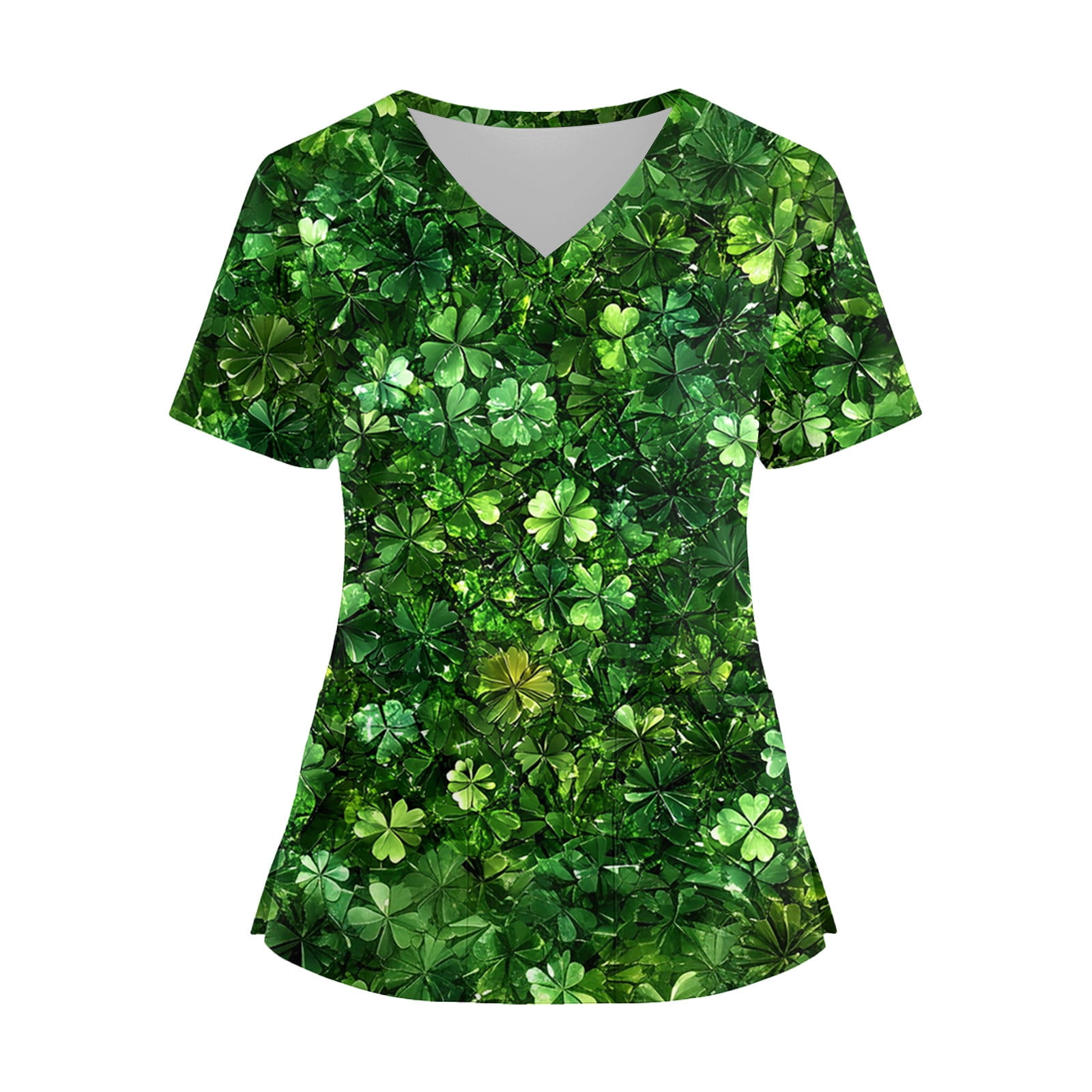 Fabrcox Plus Size St Patricks Day Scrubs for Women Tops Green V Neck ...