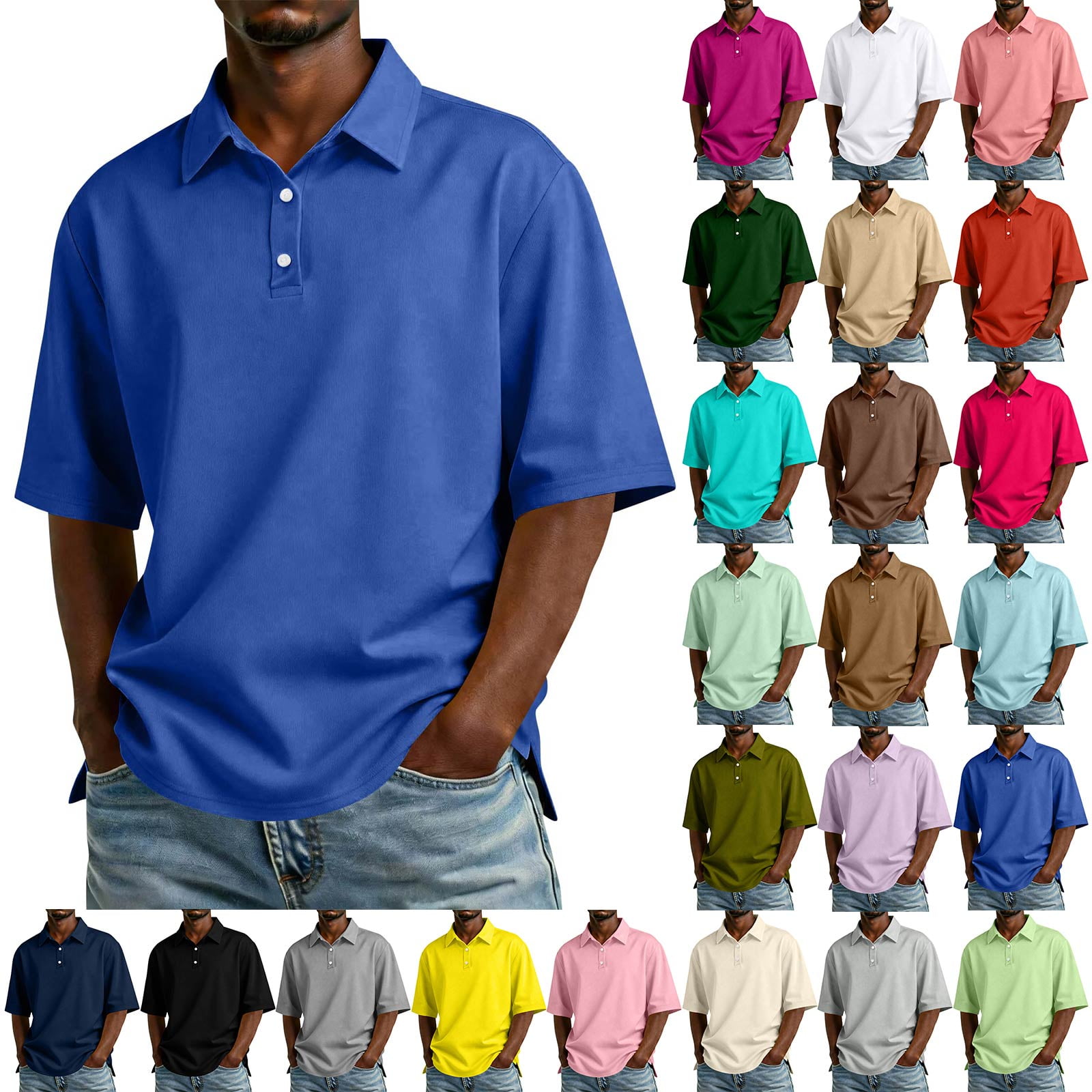 Fabrcox Purple Men's Polo Shirt Short Sleeve Button Up Lapel T Shirts ...